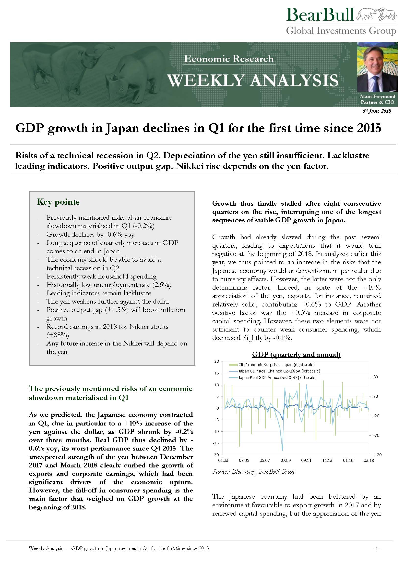 GDP growth in Japan declines in Q1 for the first time since 2015 ...